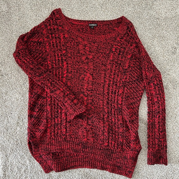 Express | Tops | 22 Express Oversized Chunky Sweater Red Black ...
